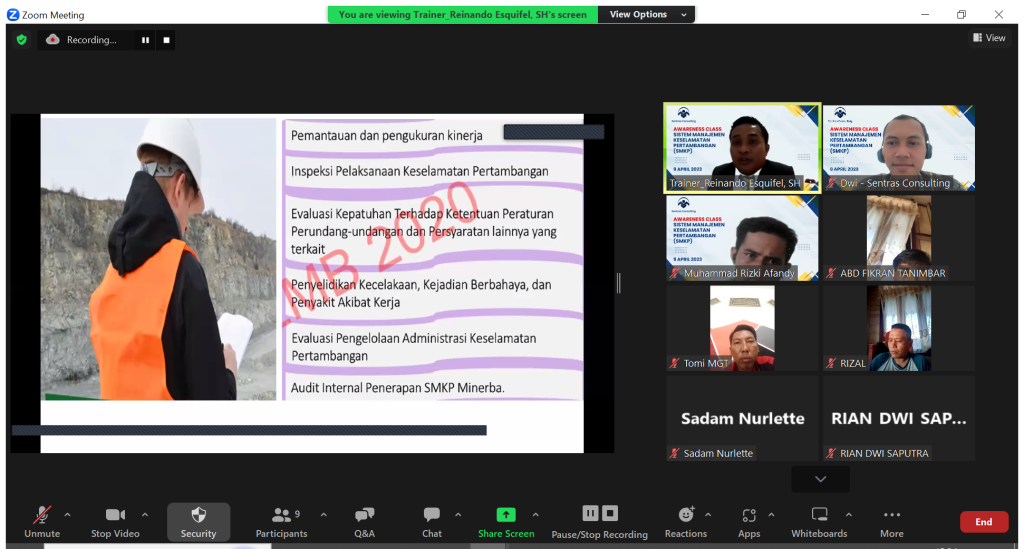 Sistem Manajemen Keselamatan Pertambangan (SMKP) – 9 April 2023 - Sentras Consulting