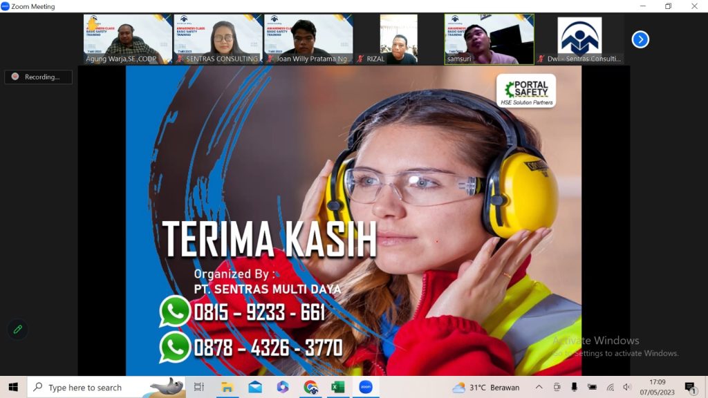 Awareness Class Basic Safety Training – 7 Mei 2023 - Sentras Consulting